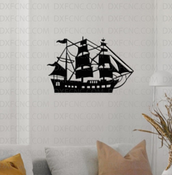 Sailing Vessel Outline for laser cut steel - Dxf file Free download