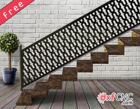 Modern railings for stairs Metal Free Vector Design - CNC Laser cut