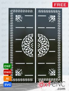 Modern Gate Design- design double metal Door - DXF File for Free