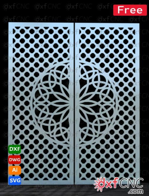 Gate Double Door Screen Design - Free Dxf File for cnc machine