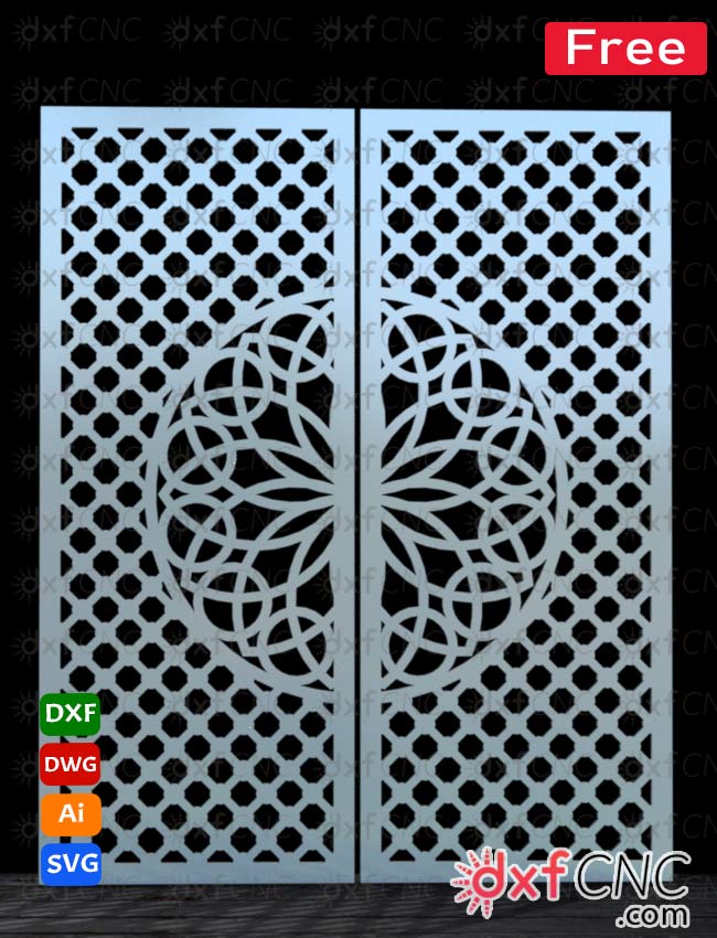 Gate Double Door Screen Design - Free Dxf File for cnc machine