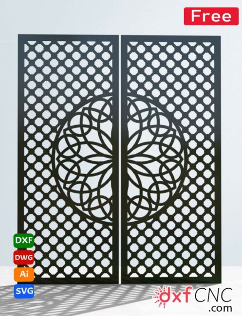 Gate Double Door Screen Design - Free Dxf File for cnc machine