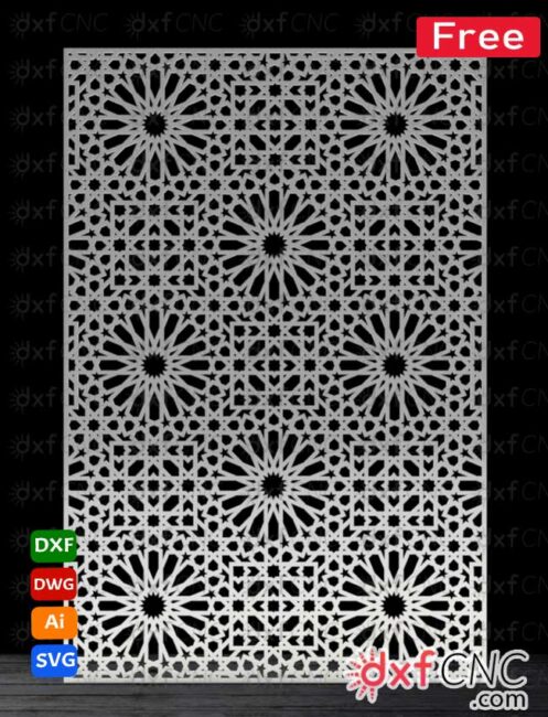 arabic islamic geometric Pattern design cnc Dxf for Free Download